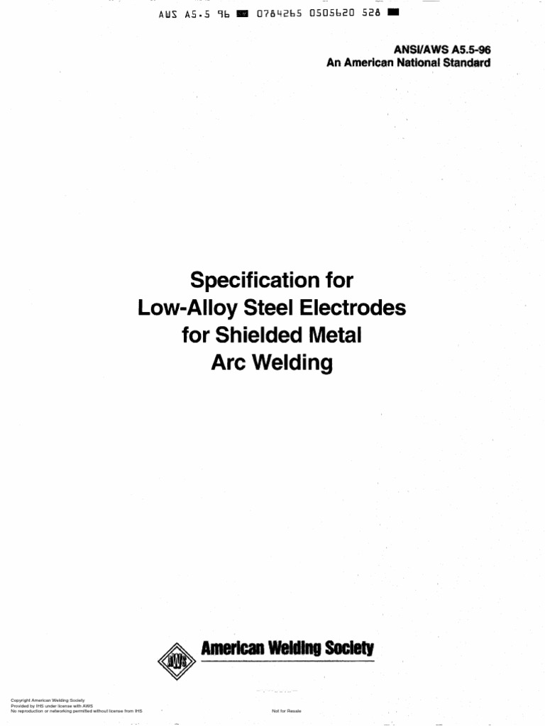 AWS A5.5-96 Specification For Low Alloy Steel Electrodes For Shielded ...