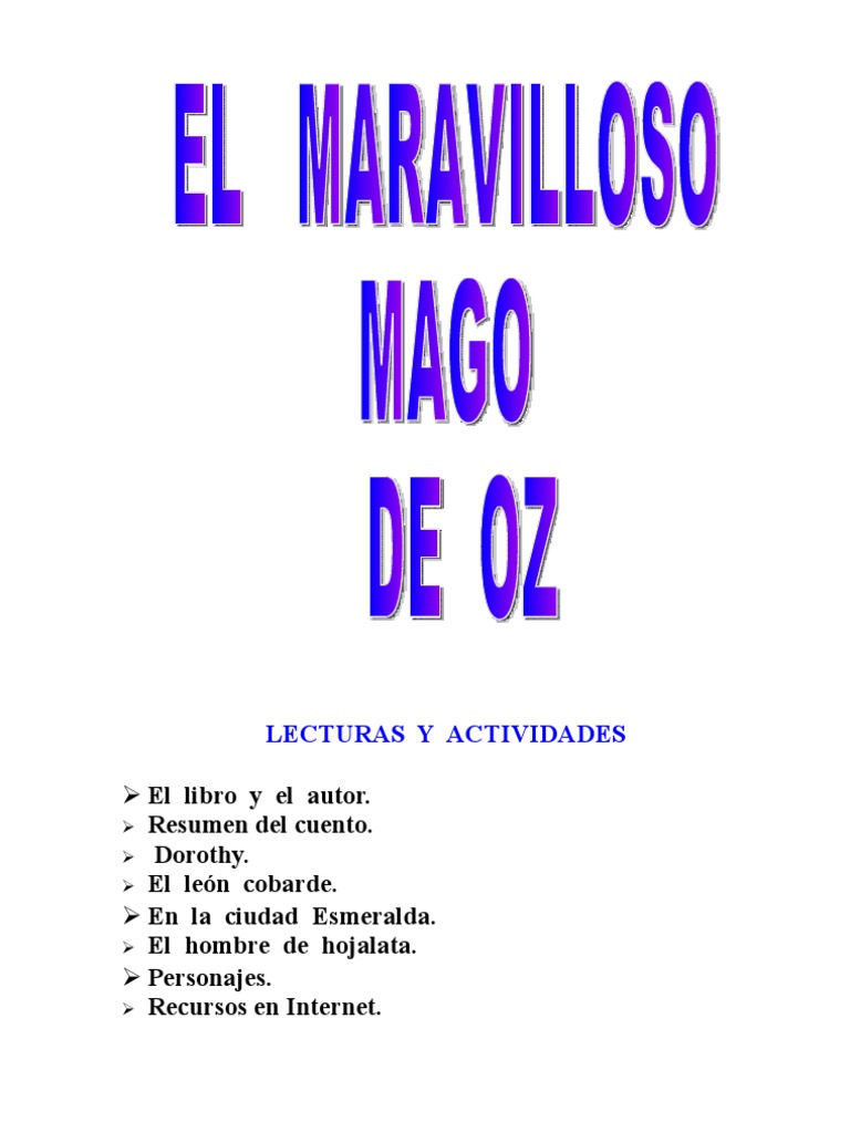 Lecturas y Actividades EL Mago de Oz | PDF | El maravilloso mago de oz ...