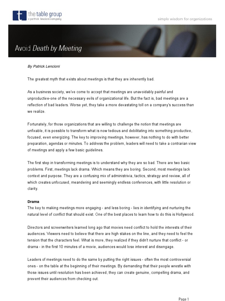 Avoid Death by Meeting | PDF