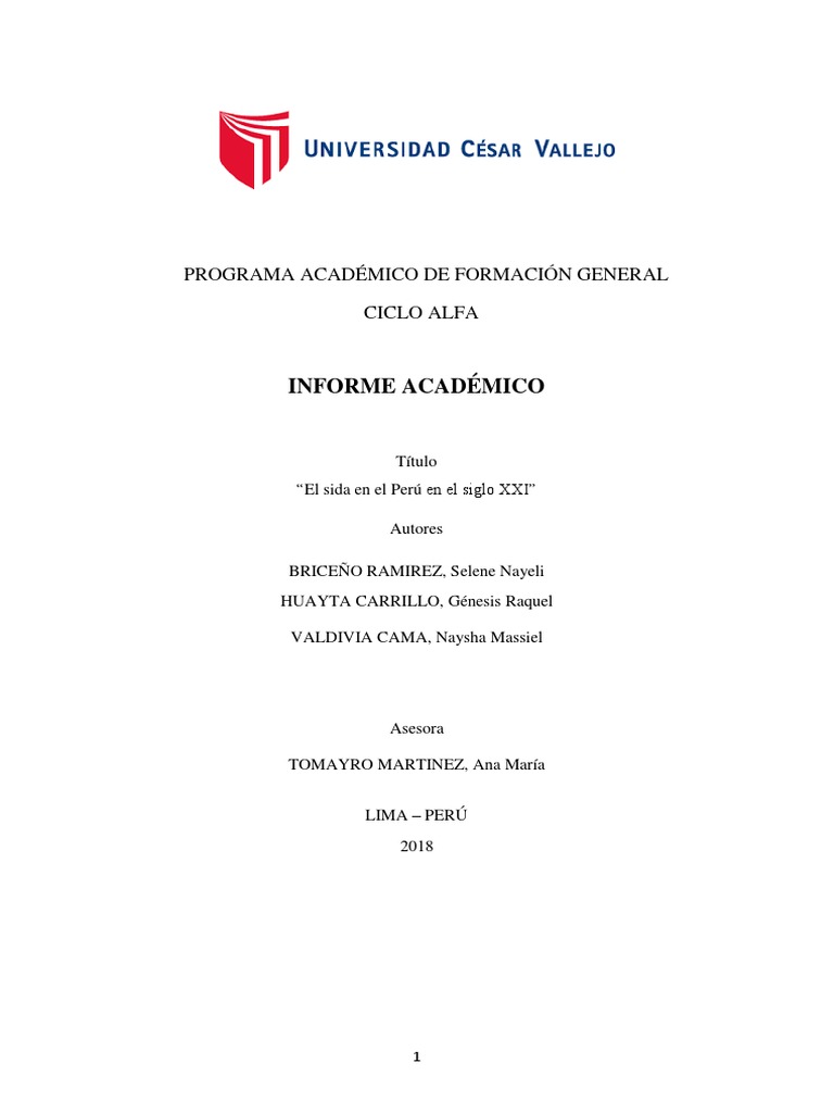 Portada Del Informe Académico 4 | PDF | VIH / SIDA | Virus