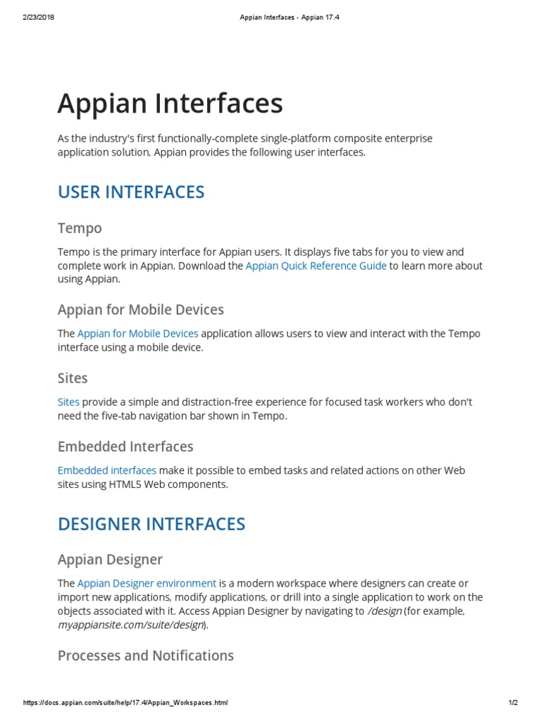 Appian 17.4 User & Designer Interfaces | PDF