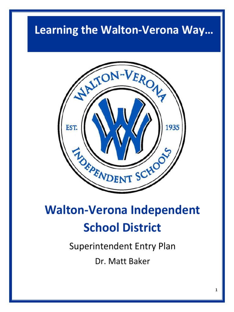 Walton-Verona Superintendent Entry Plan | PDF | Leadership | Strategic Planning
