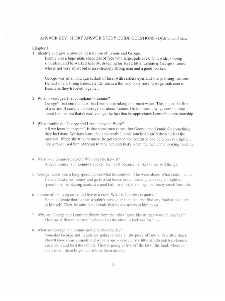 Of Mice and Men Study Guide | PDF