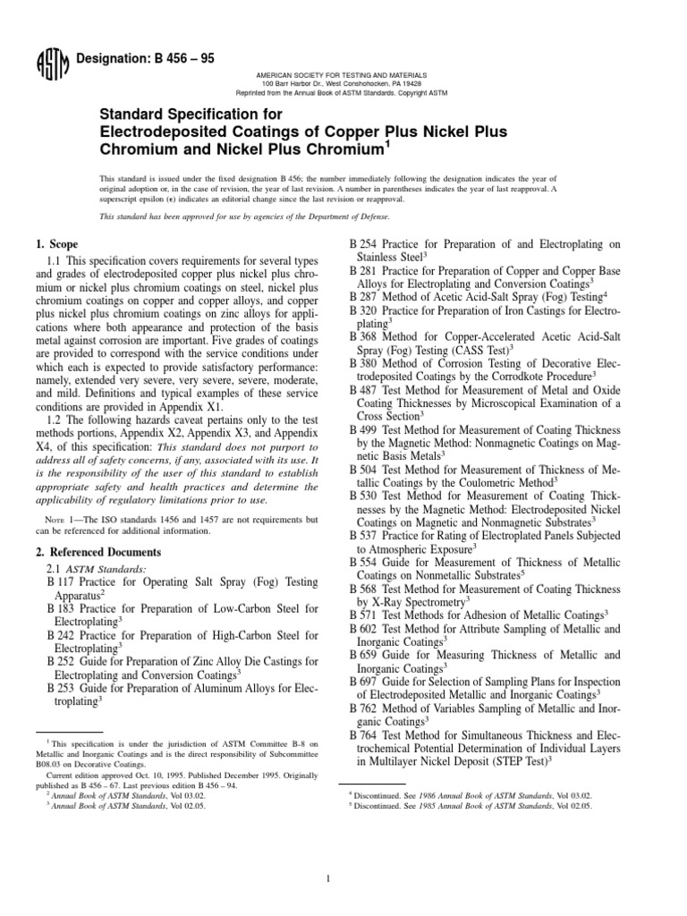 Astm B456 PDF | Corrosion | Chromium