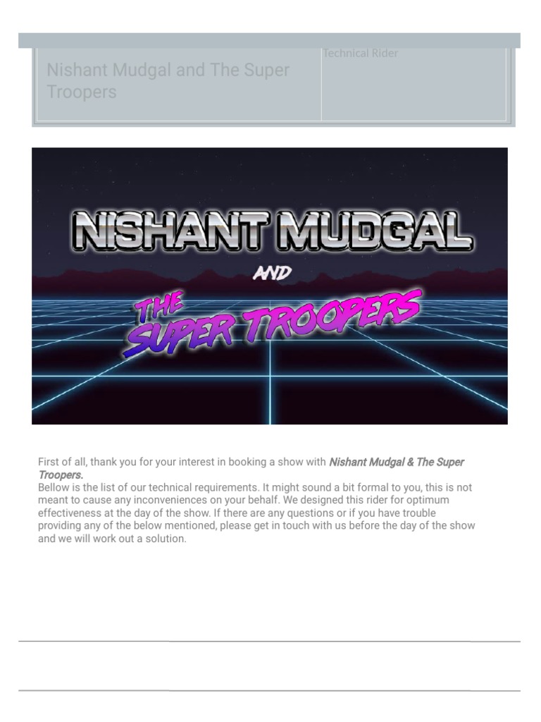 Sound Technical Rider - Docx - 1497014481142 | PDF | Drum Kit | Musical ...