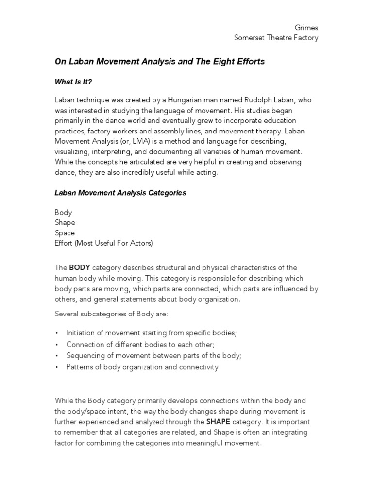 On Laban Movement Analysis | PDF | Cognition | Psychological Concepts