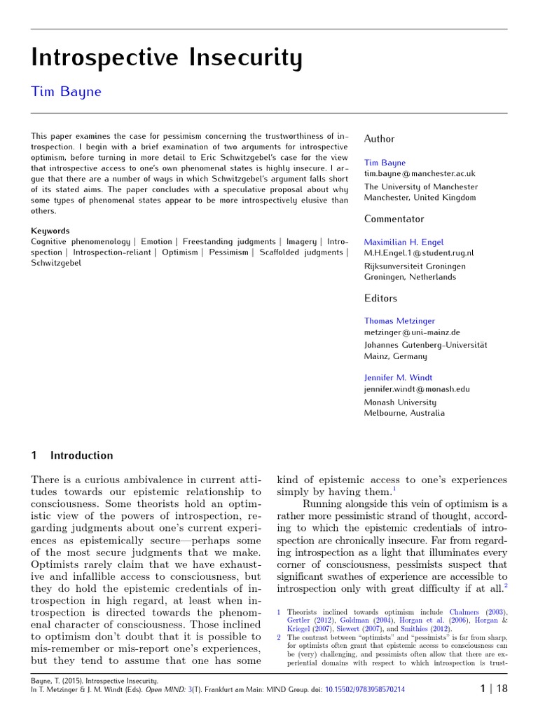 Introspective Insecurity | PDF | Optimism | Consciousness