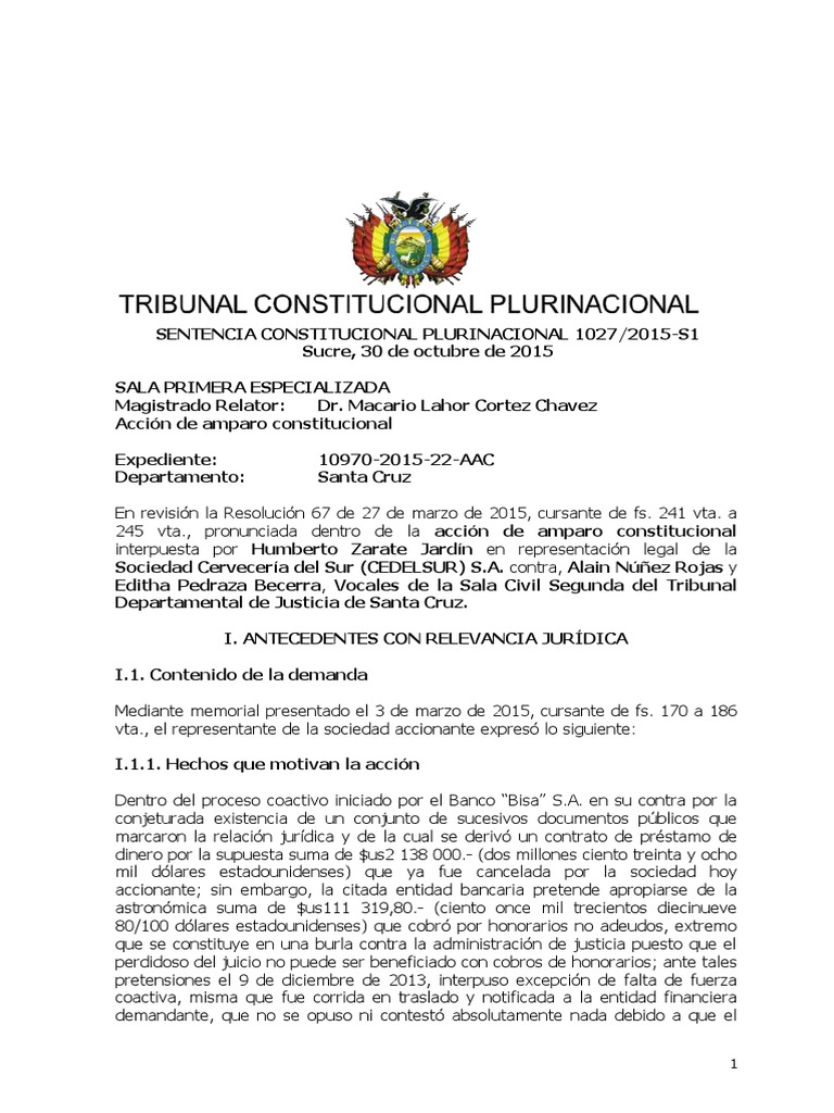 SCP 1027 2015 s1 Debido Proceso | PDF | Debido al proceso | Ley procesal
