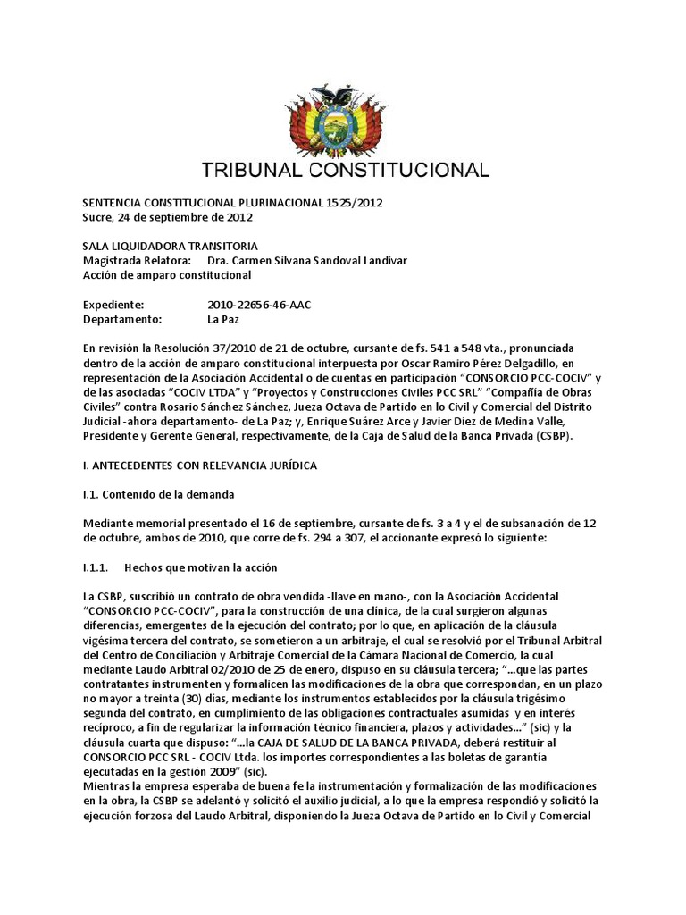 SCP 1525 2012 | PDF | Arbitraje | Caso de ley