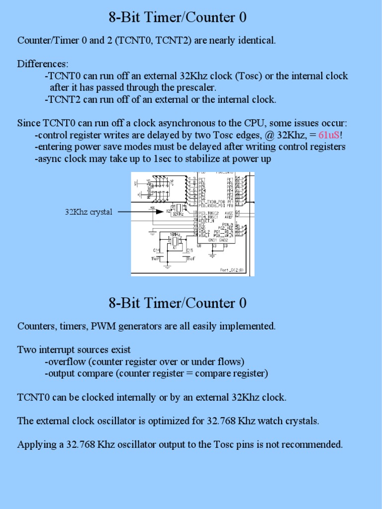8-Bit Timer/Counter 0: 32Khz Crystal | PDF | Clock | Timer