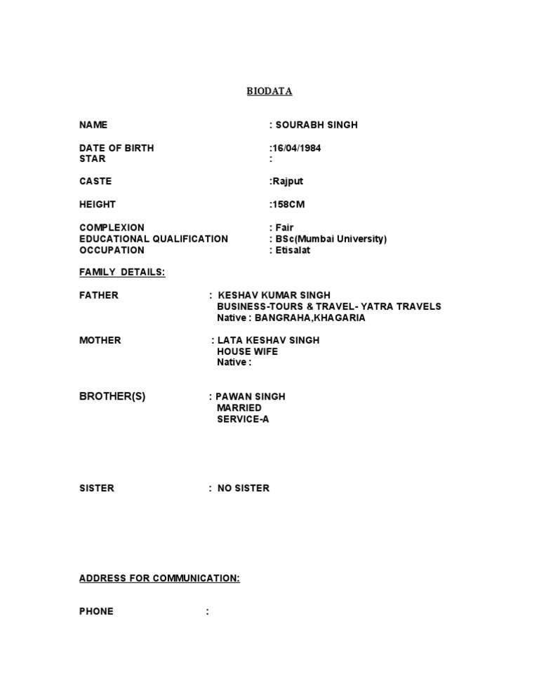 Bio Data | PDF