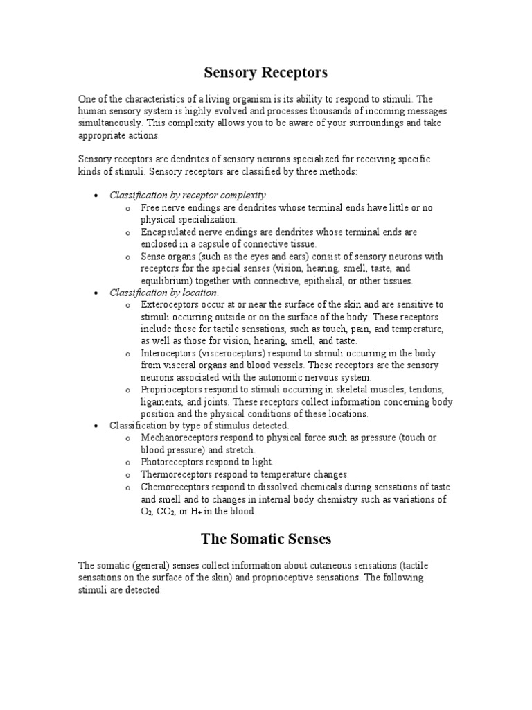 Understanding Sensory Receptors and Vision | PDF | Ear | Taste