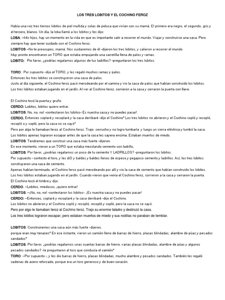 Los Tres Lobitos Y El Cerdo Feroz Pdf Ocio