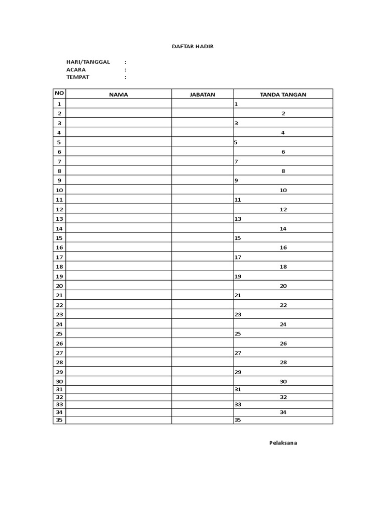 Daftar Hadir dan Tanda Tangan | PDF