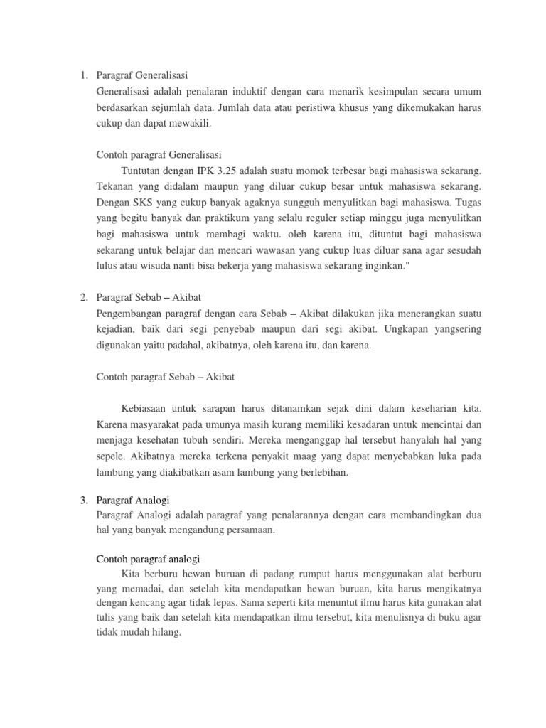 Contoh Pengembangan Paragraf | PDF