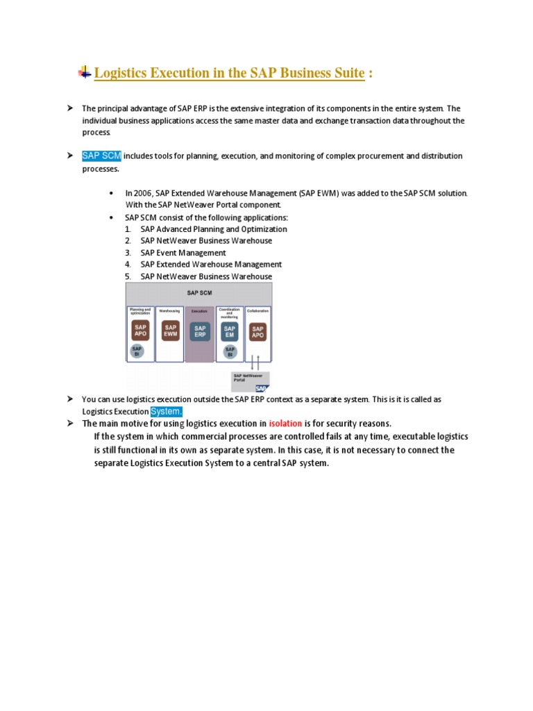 Logistics Execution in SAP Business Suite | PDF | Warehouse | Logistics