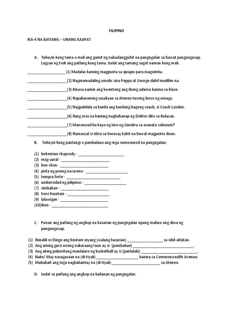 Grade 4 Filipino 1stq | PDF