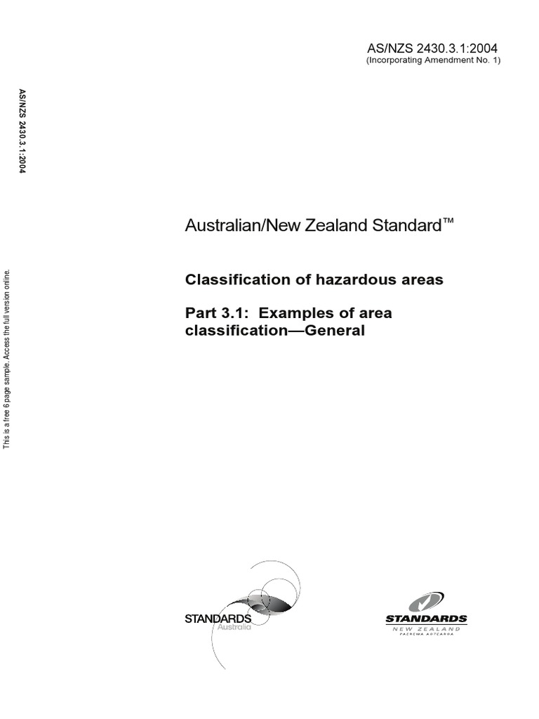 Australian/New Zealand Standard: Classification of Hazardous Areas Part ...