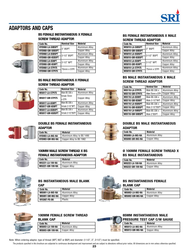 Adaptors and Caps | PDF | Materials | Metals