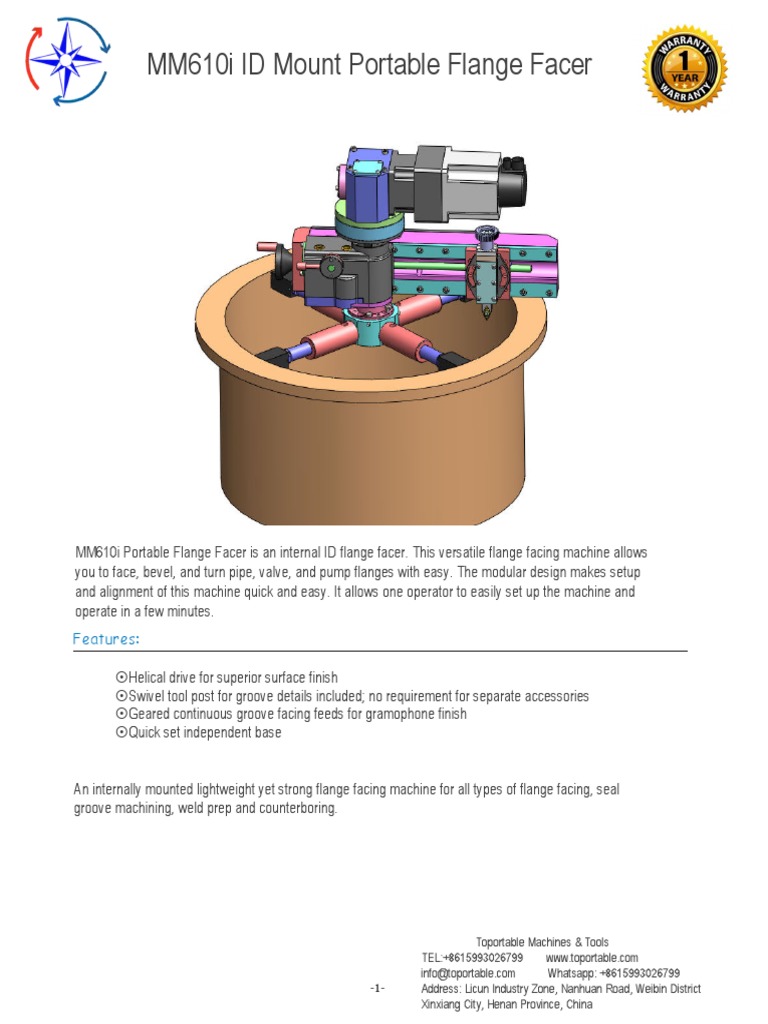 MM610i Portable ID Flange | PDF | Pipe (Fluid Conveyance) | Screw