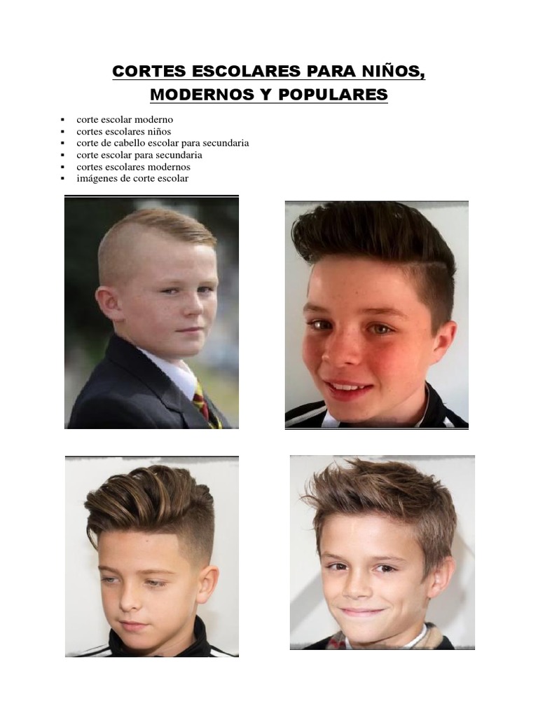 Cortes de cabello populares y actuales para niños en edad escolar | PDF