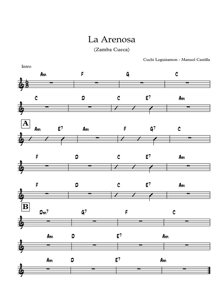 La Arenosa: Partitura y Acordes | PDF