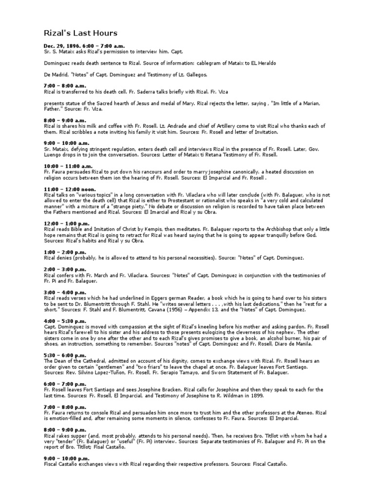 Rizal Last Hours | PDF