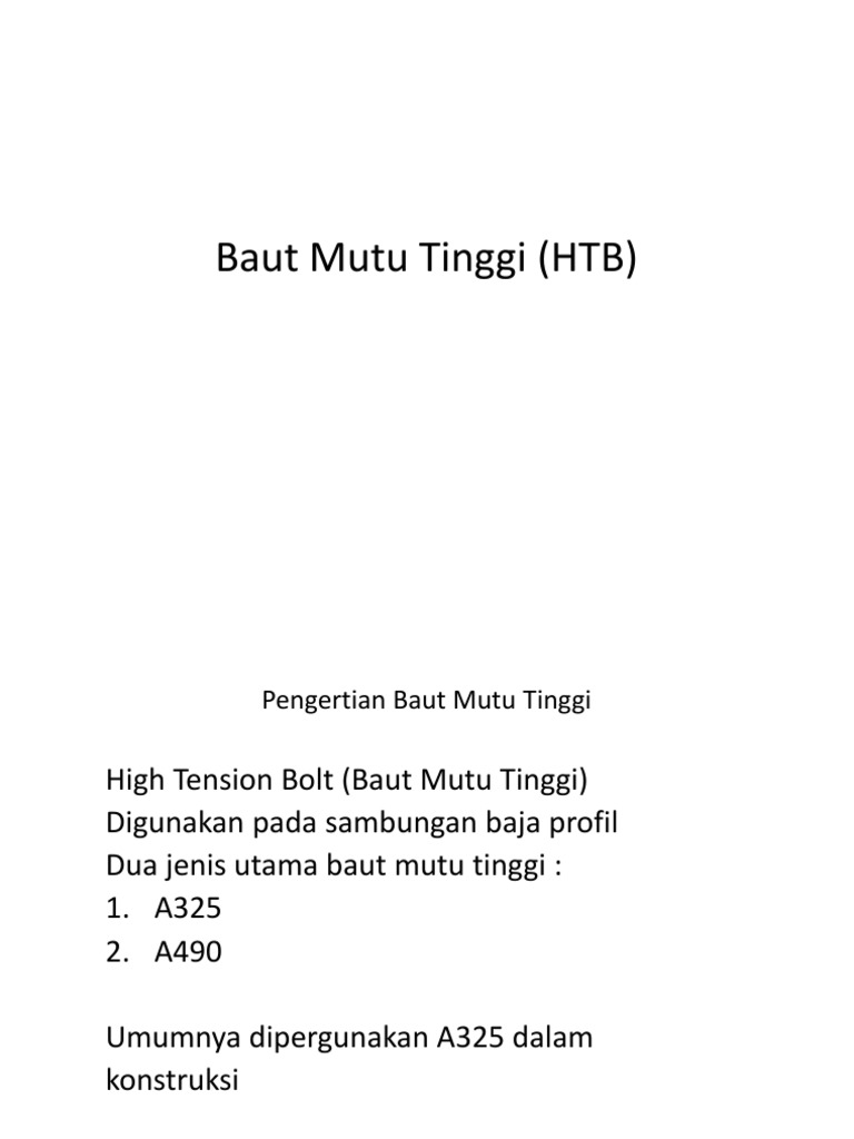 Baut Mutu Tinggi (HTB) | PDF | Metode & Bahan Ajar