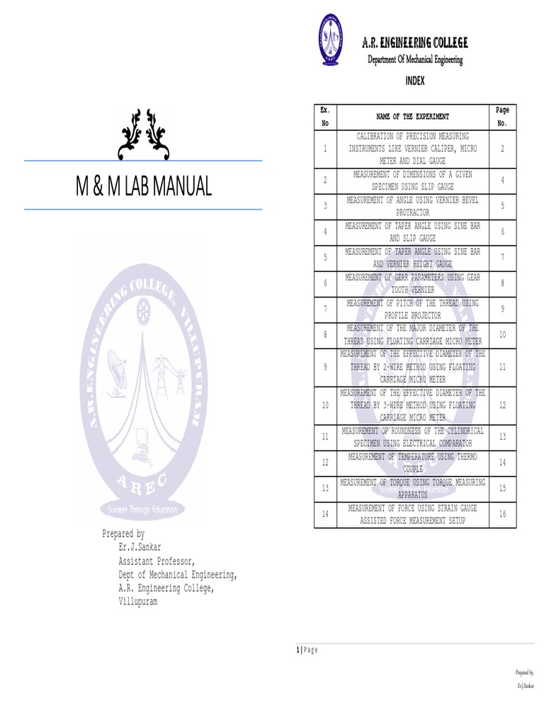 Mm Lab Record Book Pdf Pdf Gear Scientific Observation