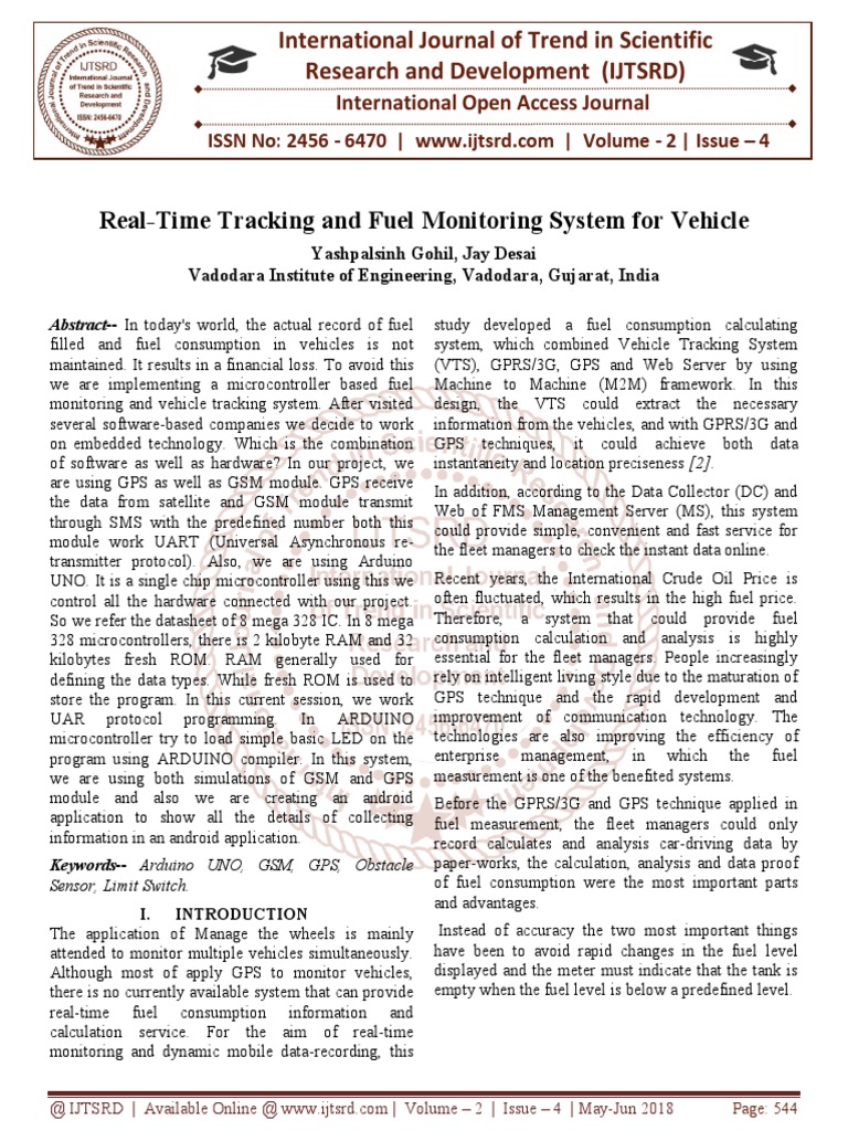 Real-Time Tracking and Fuel Monitoring System For Vehicle | PDF ...
