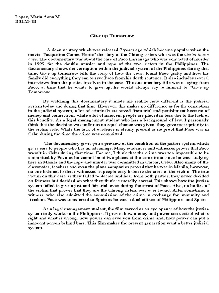 Give Up Tomorrow | Download Free PDF | Murder | Crime & Violence