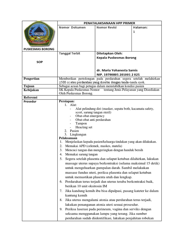 Sop Penanganan HPP | PDF