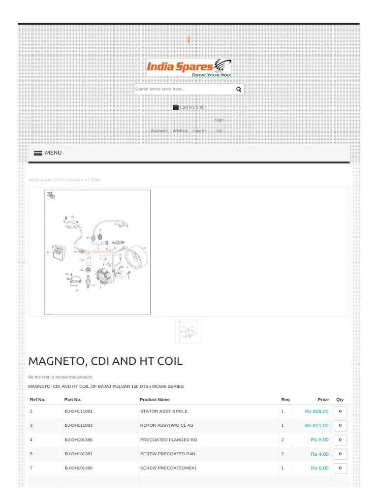 Pulsar Spare List For UG2 Generation | PDF | Rotating Machines ...