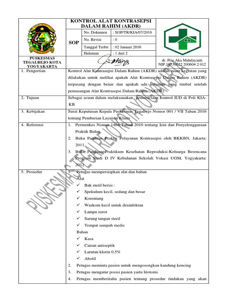 Sop Kontrol Iud | PDF