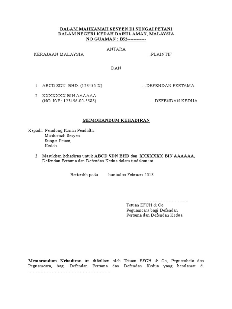 Memorandum Kehadiran | PDF