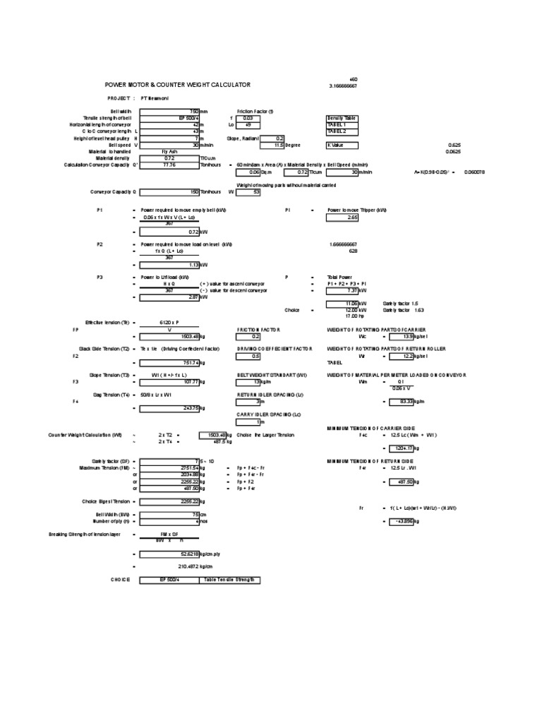 Conveyor Calculation | PDF | Belt (Mechanical) | Physical Quantities