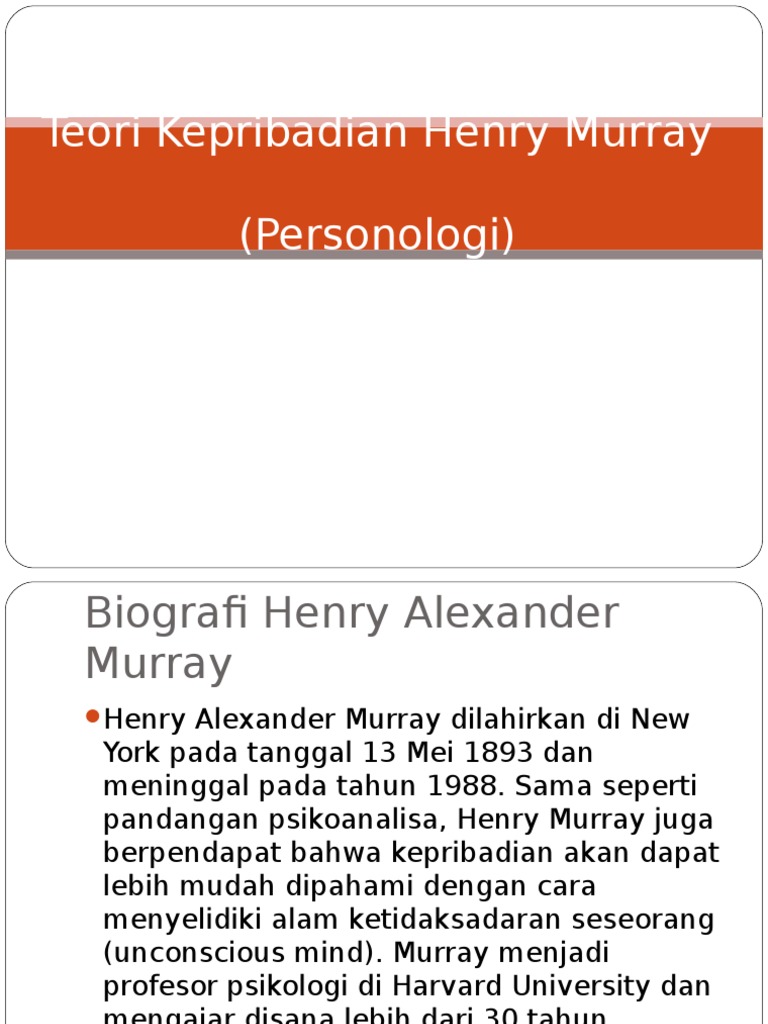TEORI HENRY MURRAY | PDF