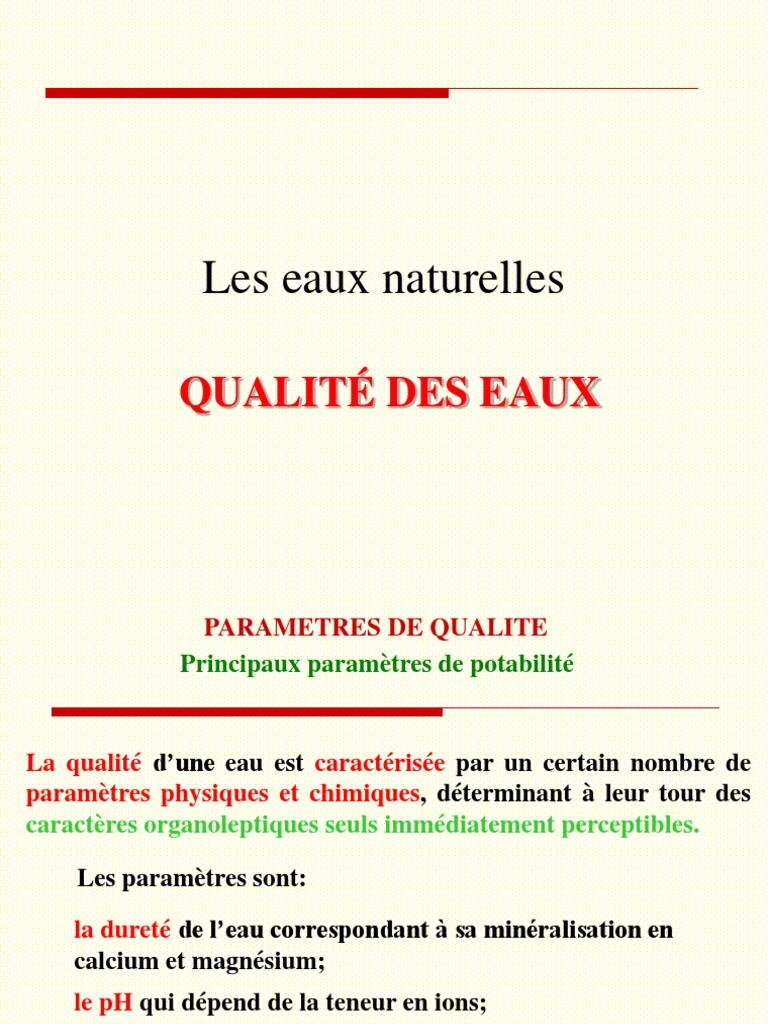 Minéralisation de l'eau et qualité | PDF | Substances chimiques | Chimie
