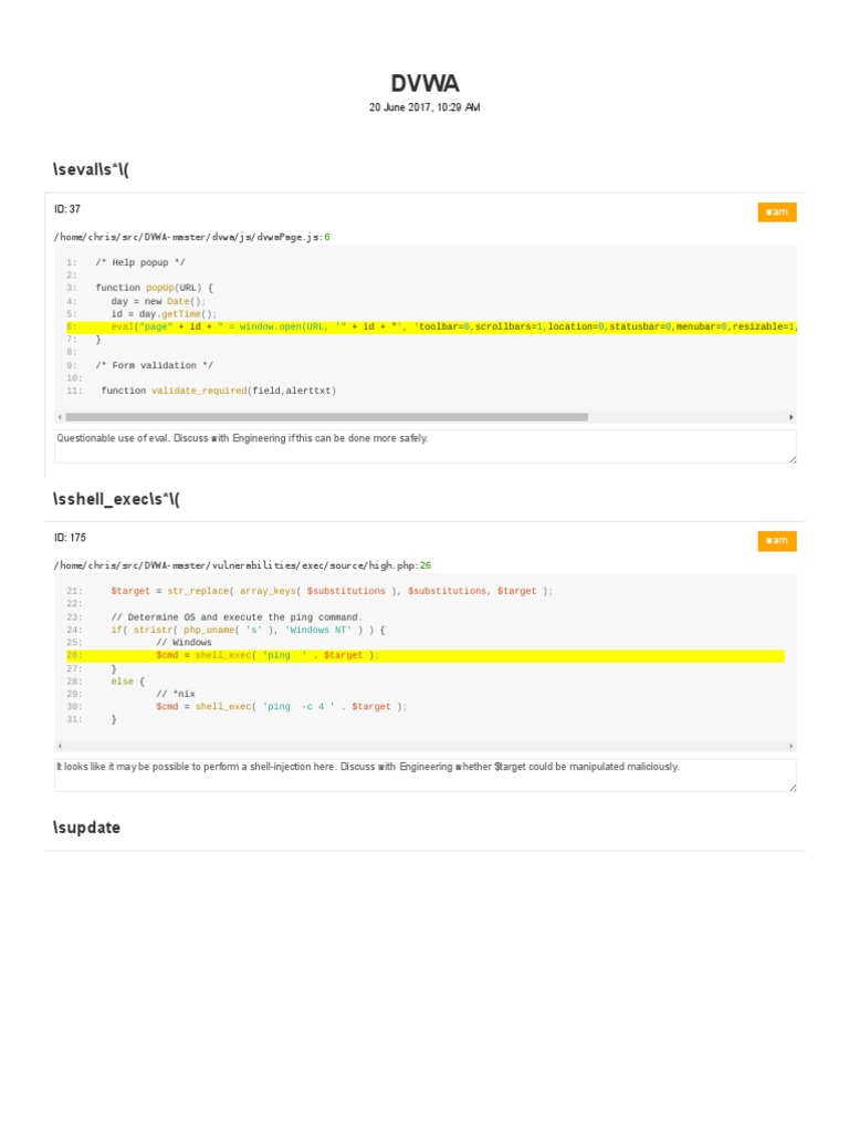 DVWA Example Report | PDF | Computer Data | Data Management