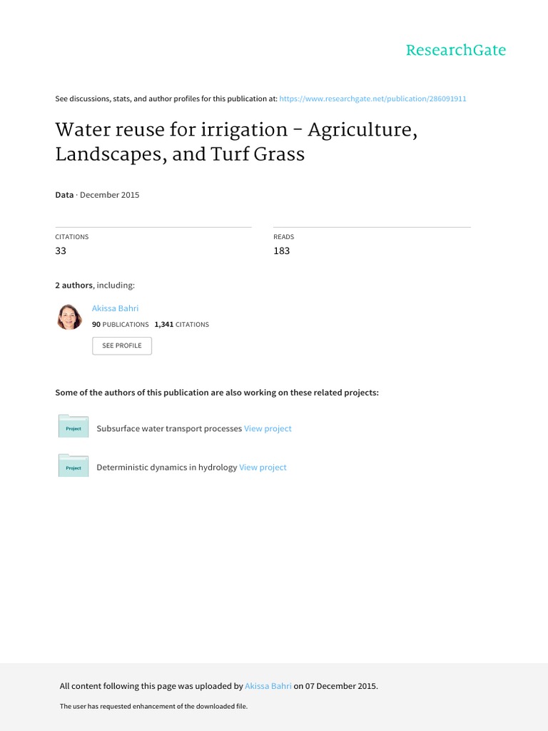 Water Reuse For Irrigation-Agriculture Landscapes and TurfGrass | PDF ...