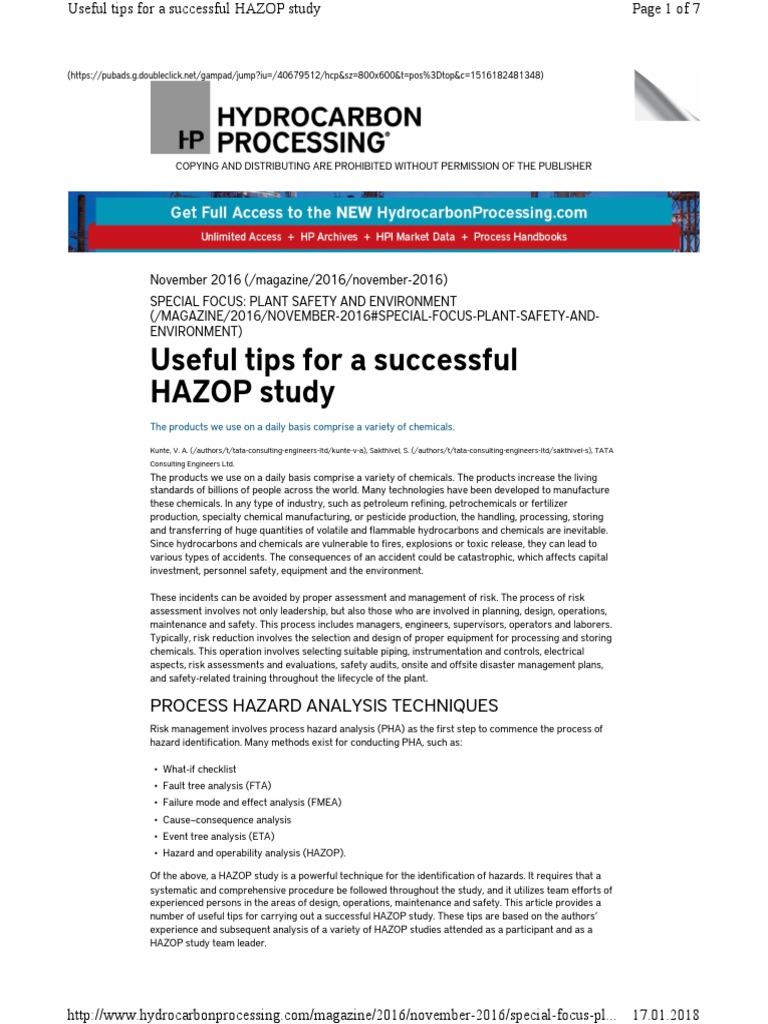 Tips for Effective HAZOP Studies | PDF | Chemistry | Nature