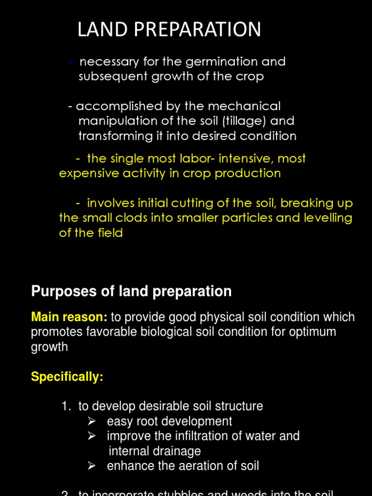 LAND PREPARATION (For Copy) | PDF | Tillage | Plough