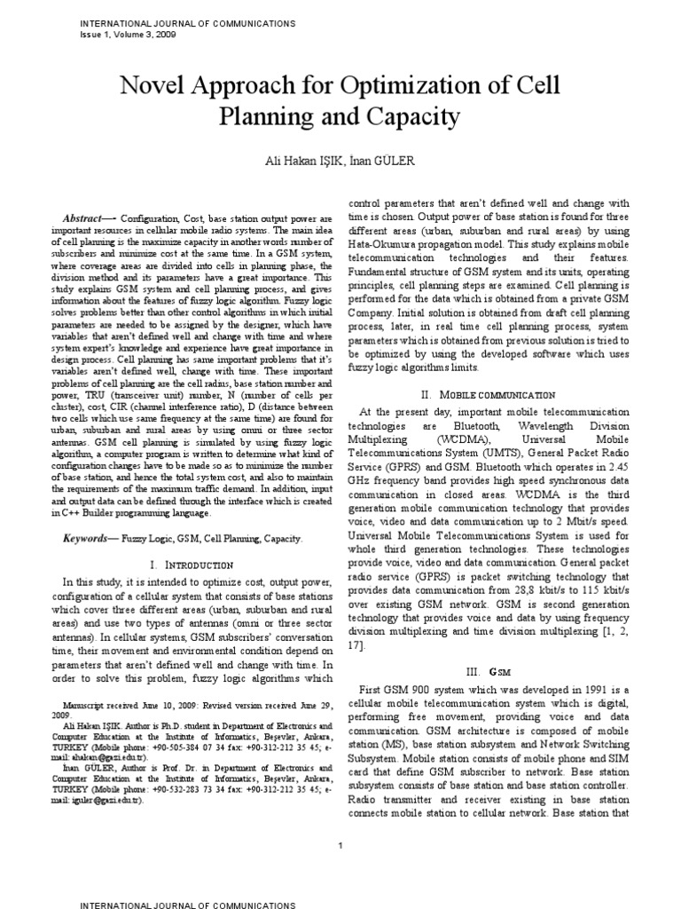 Novel Approach For Optimization of Cell Planning and Capacity | PDF ...