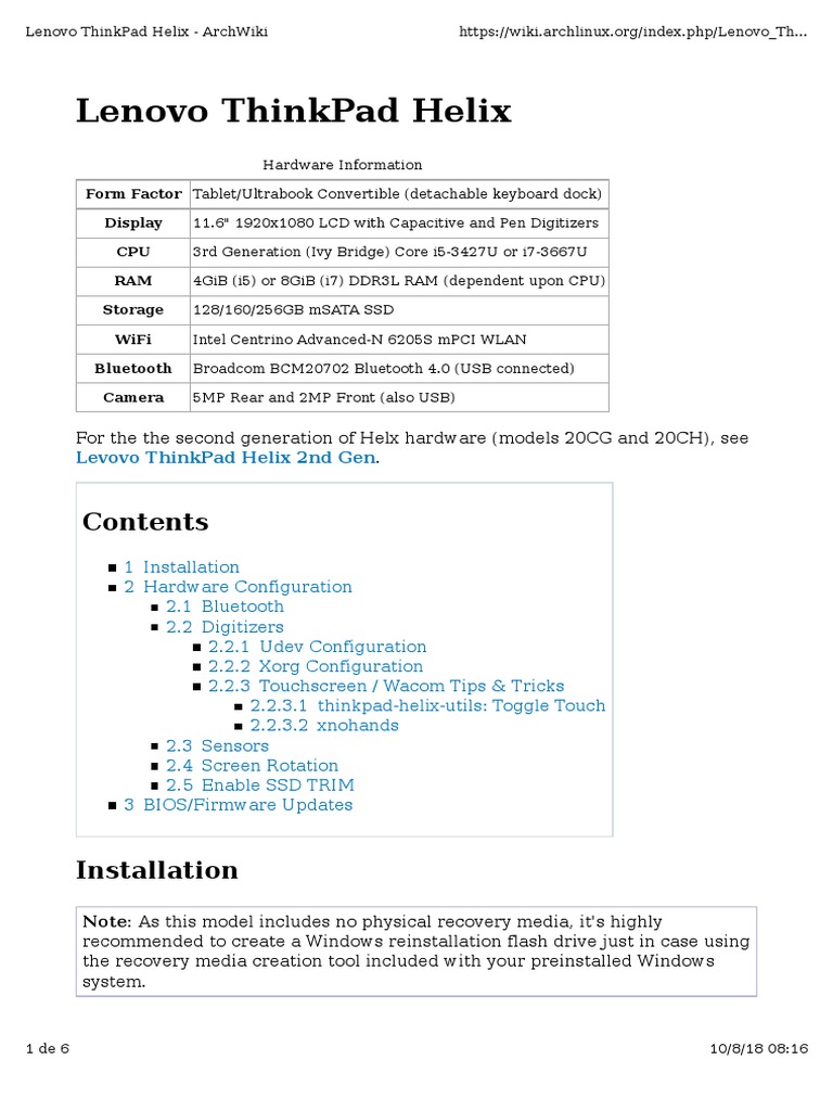 Lenovo ThinkPad Helix Setup Guide | PDF | Solid State Drive | Booting