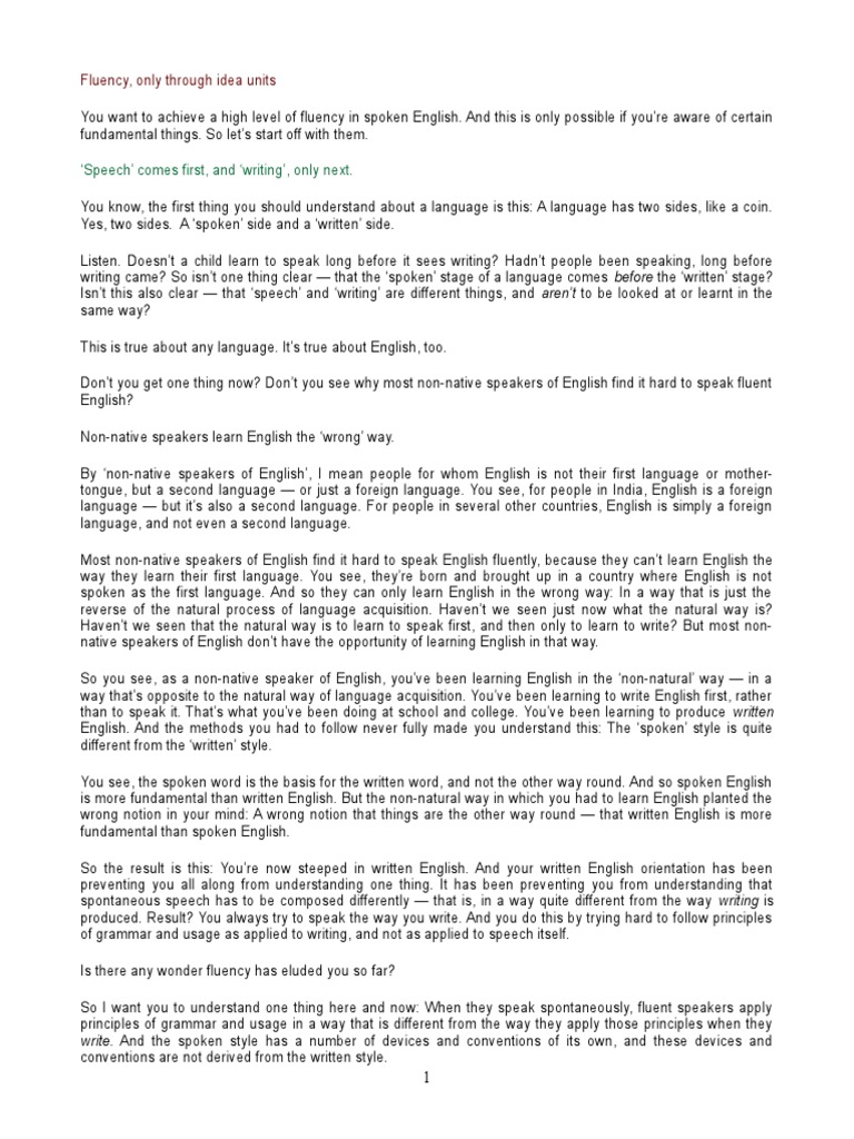 English Fluency | PDF | Fluency | English Language