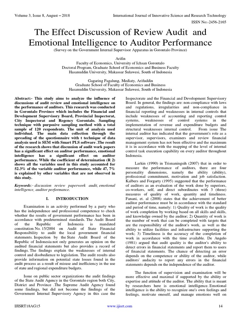 The Effect Discussion Of Review Audit And Emotional Intelligence To