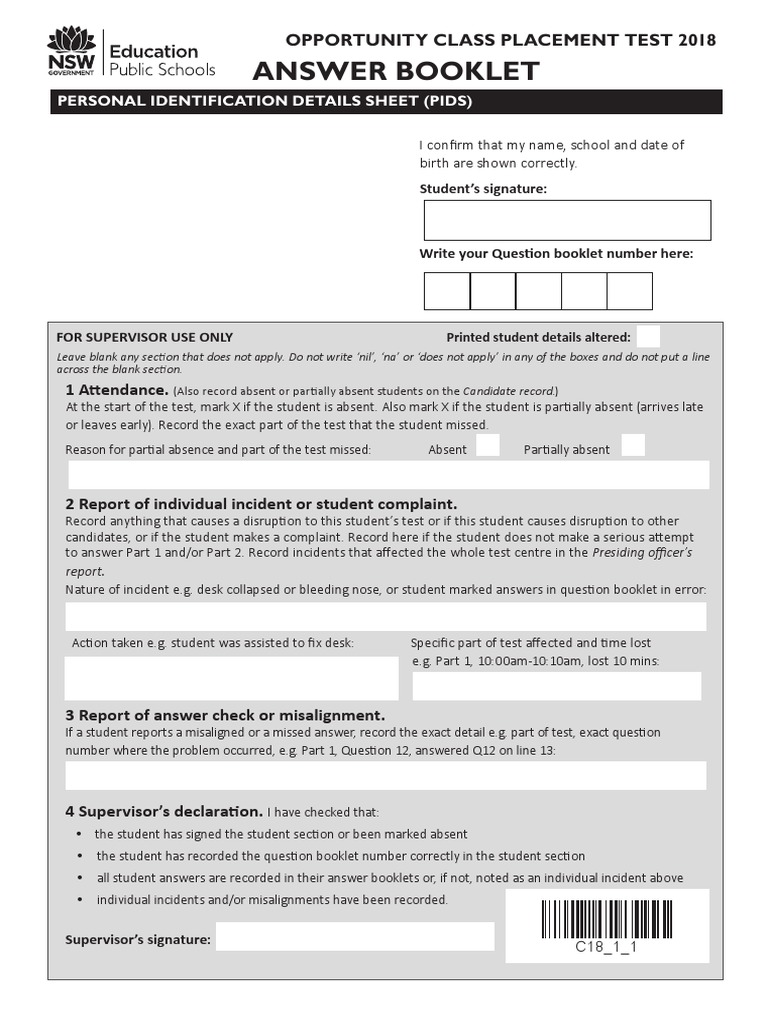 oc answer sheet | Cognition | Psychology & Cognitive Science