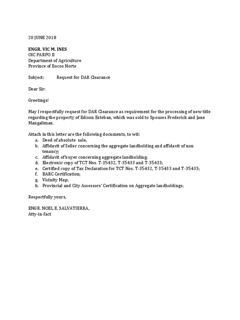 Dar Transmittal | PDF | Law