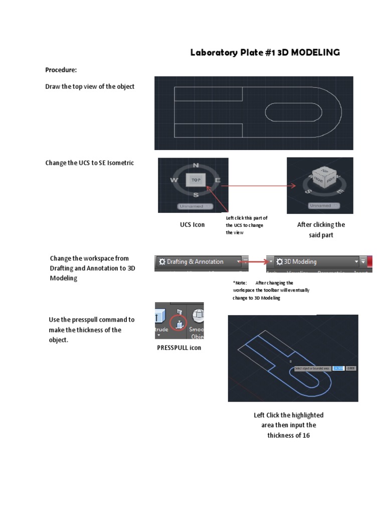 Laboratory Plate #1 3D MODELING: Procedure | PDF | 3 D Computer ...