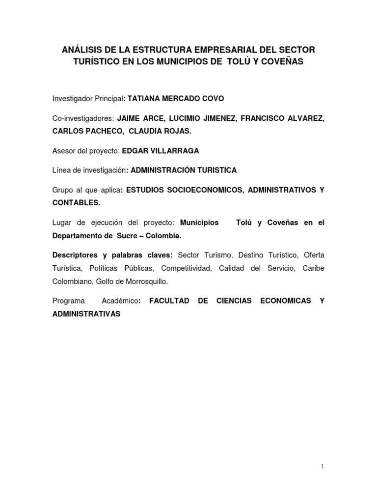 Proyecto Turismo | PDF | Turismo | Colombia Proyecto Turismo | PDF | Turismo | Colombia